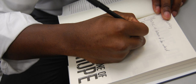 Author Jim St. Germain presents “A Stone of Hope” to GOSO Guys – GOSO